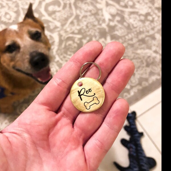 Pet Id Tag, Dog Tag, Custom Engraved Pet Tag, Square Dog Tag, Bone Dog ...