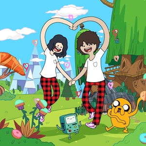 Adventure Time Cartoon Custom Portrait Illustration Couple - Etsy