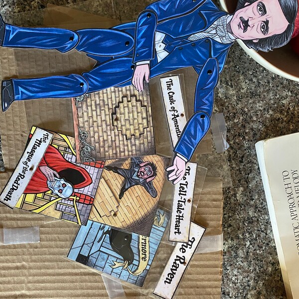 Edgar Allan Poe Articulated Paper Doll With 4 Mini Scenes the Raven ...