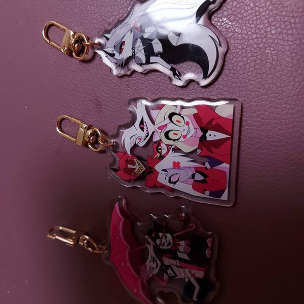 Cute Keychains Hazbin Hotel Helluva Boss Angel Dust Husk Allastor Loona ...