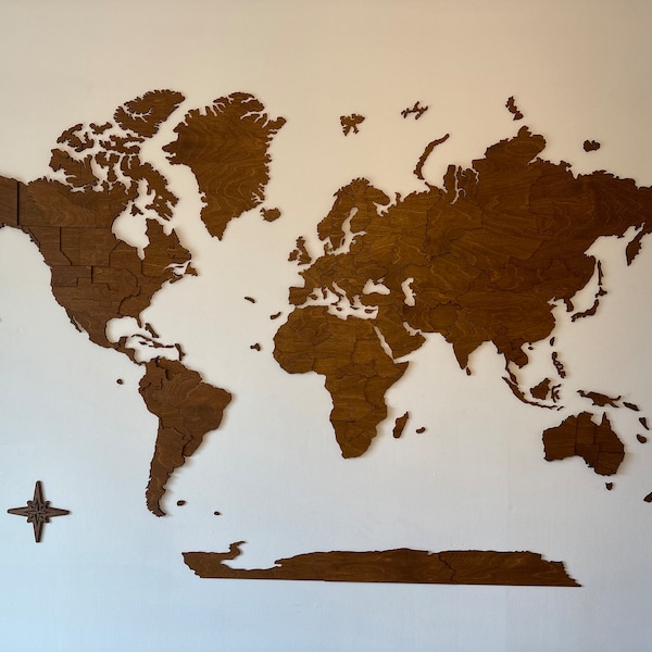 3D Wooden World Map, Wall Art Decor, Office Decor, Housewarming and ...
