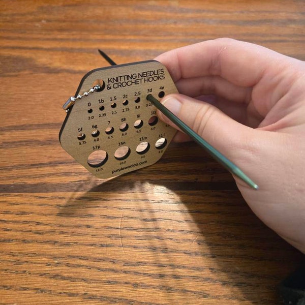 Needle & Hook Gauge Tool, Needle Sizer, Small Needle Gauge, Wood ...