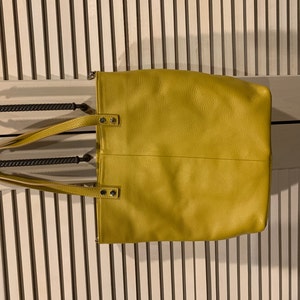 Top Zip Mustard Color Genuine Leather Shoulder Bag Leather - Etsy