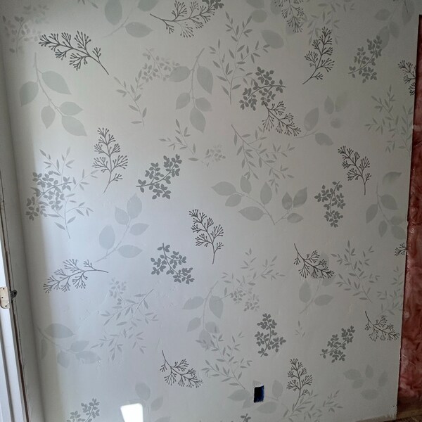 Watercolor Leaves Wall Pattern Kit- FLORAL WALL STENCILS Instead of ...