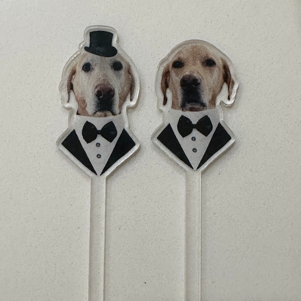 Printed Signature Dog Pet Stir Stick, I Do Too & Dog of Honor, Tuxedo ...