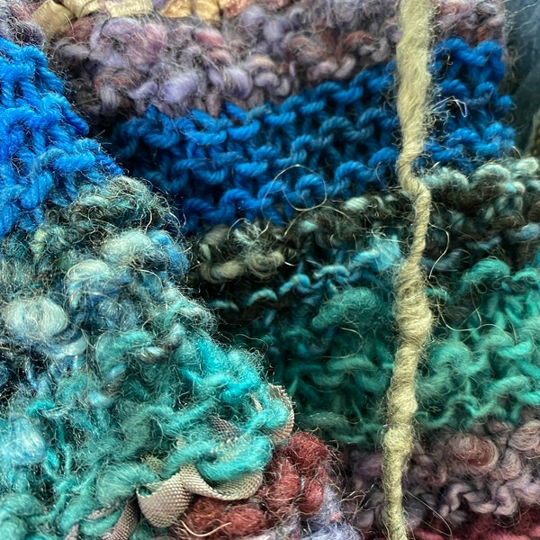 Stained Glass Elements 9x2 18yd . Art Yarn Fiber Bundle . Teal Cobalt ...