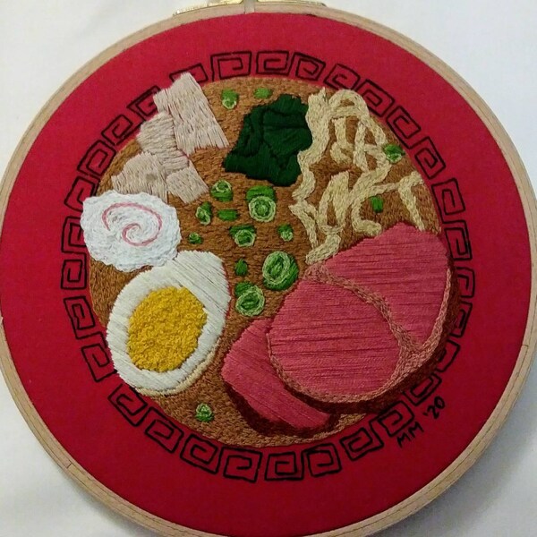 Ramen Hand Embroidery PATTERN. Digital File. INTERMEDIATE, Wall Decor ...