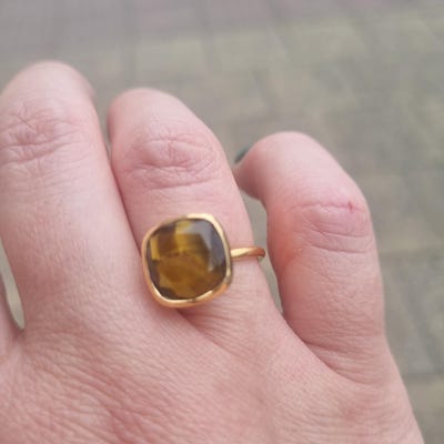 White Agate Ring, 925 Sterling Silver Ring, Gold Plated Ring, Square ...