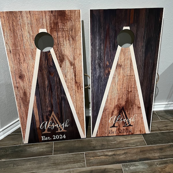 Custom Cornhole Board Wraps | Personalized Cornhole Decals | Rustic ...