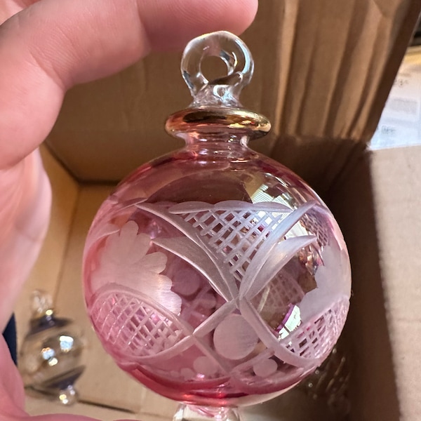 Set of 5 Egyptian Hand Blown Glass Ornaments Decorative by Gold Mouth Blown Glass Tree ...