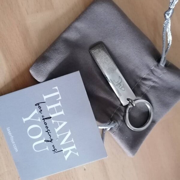 Personalised Fingerprint Slim Bar Keychain | Thumbprint | Actual ...