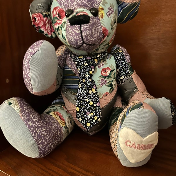 6) Necktie Patchwork Memory Bear - Etsy