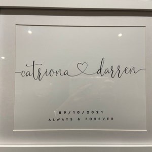 Personalised Print Custom Couple Names and Date Print - Etsy