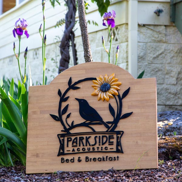 Black and Gold Outdoor Sign for Business, Solid Wood Logo Signage ...