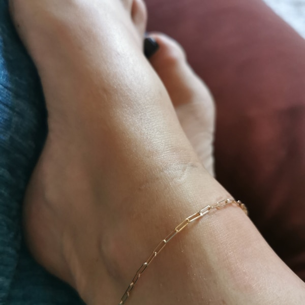 14k Solid Yellow, White, Rose Gold Link Necklace, Wire Paperclip Chain ...