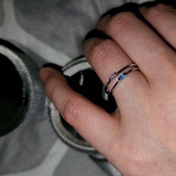 Pink Baguette Personalized Birthstone Ring - Dainty 14K Solid Gold Pink Tourmaline Gemstone Ring ...