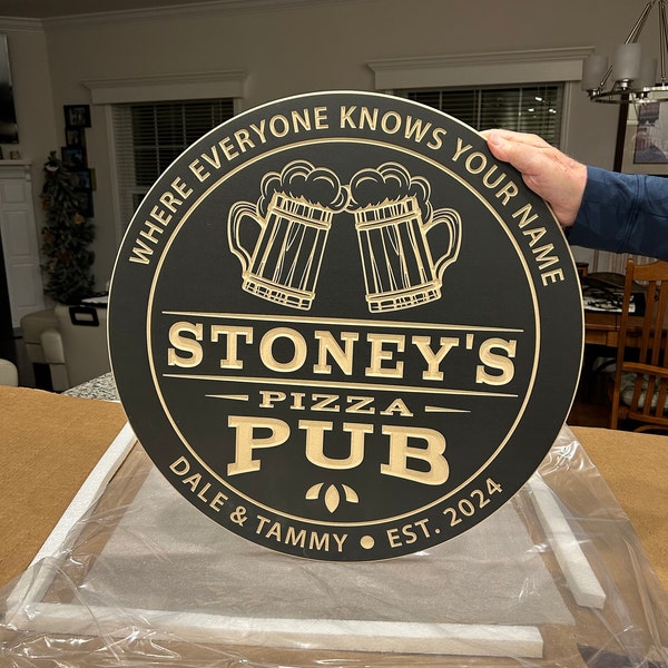 Wine Cellar Sign With Name / Personalized Wine Bar Sign / Carved Wood ...