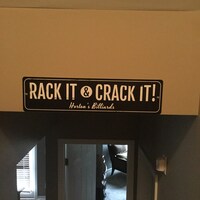 Rack It & Crack It Sign, Personalized Billiards Club Name Sign, Metal ...