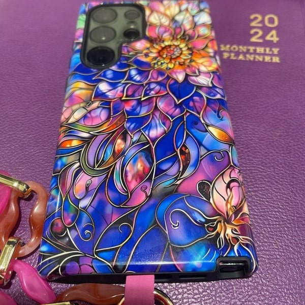 Artisan Stained Glass Orchid Phone Case iPhone 16 15 14 13 12 11 Pro ...