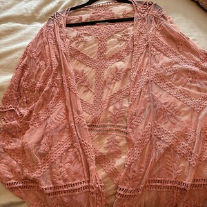 Rust Embroidered Kimono With Sleeves - Etsy