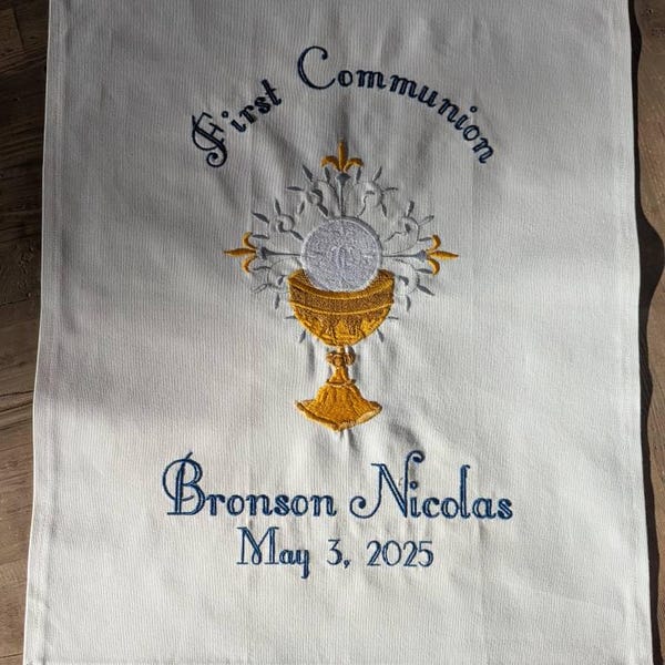 Personalized First Communion Banner With Ornate Embroidered Chalice - Etsy