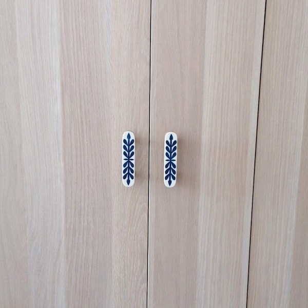 White and Blue Bone Inlay Cabinet Drawer Handle Wooden Door Handles ...