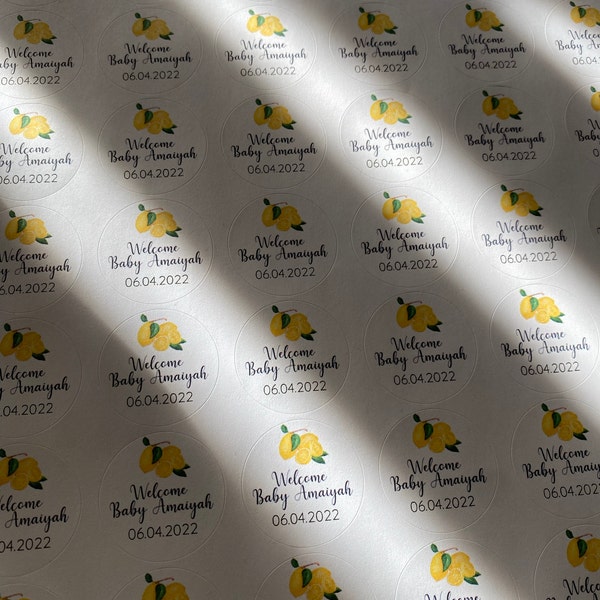 Lemon Bridal Shower Labels, Lemon Round Labels, Personalized Lemon Gift ...