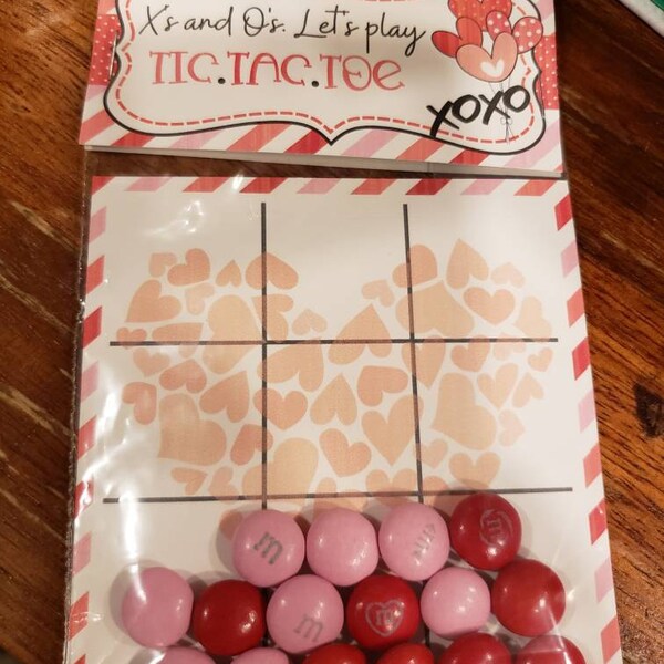 Printable Valentine Kisses Tic Tac Toe Treat Bag Topper and Card ...