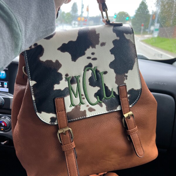 Cow Print Convertible Backpack Shoulder Bag, Personalized Purse ...