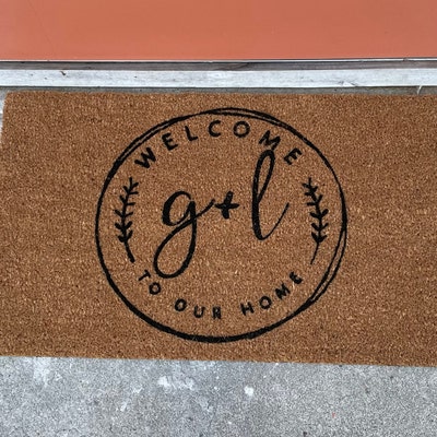 Custom Welcome to Our Home Door Mat, Personalized Initials Wedding ...