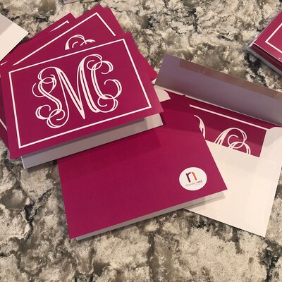 Personalized Monogrammed Notecards, Interlocking Monogram, Personalized ...