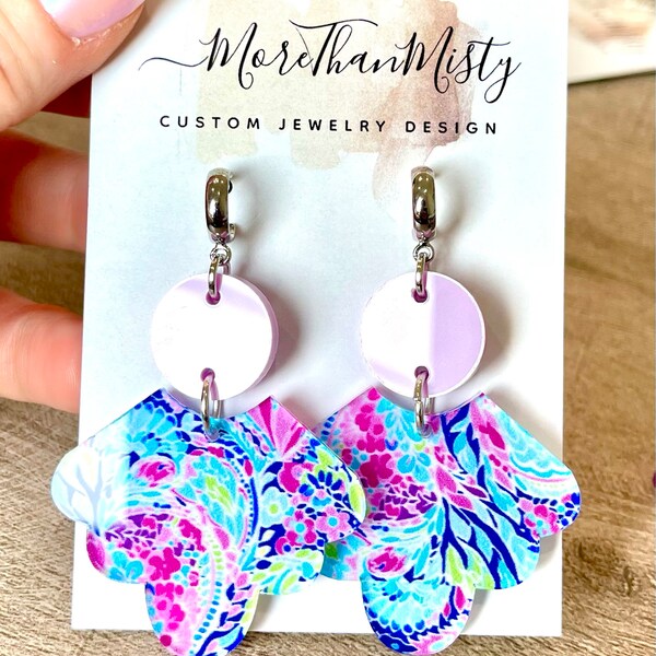 Preppy Paisley Floral Acrylic Earring, Geometric Earrings, You Pick ...
