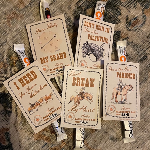 Ranchy Vintage Western Cowboy Valentine Cards DIY Printable Valentine ...