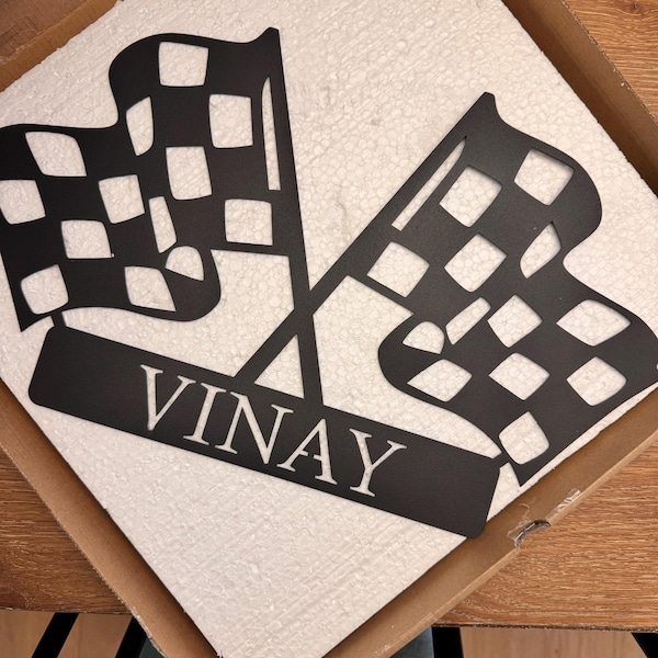 Custom Checkered Flag Racing Sign, Checkered Flag Monogram ...