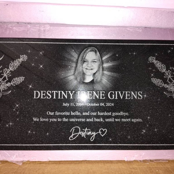 Personalized 8"x12"x1" Granite Memorial Headstone, Memorial Marker ...