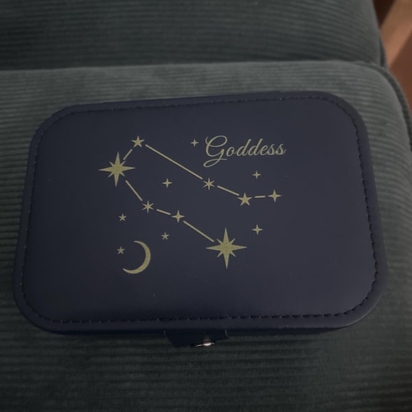 Custom Leather Zodiac Sign Jewelry Box, Constellation Name Jewelry Box ...