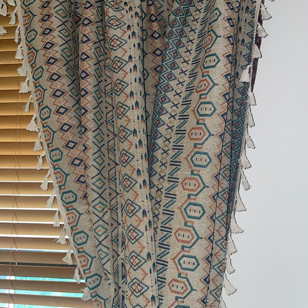 Boho Curtain, Linen Curtain Panel, Bohemian Curtain, Countryside Style ...