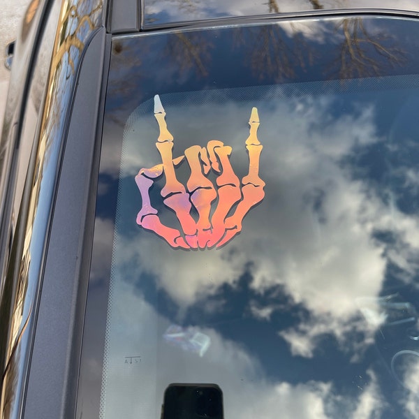 Rock on Skeleton Hand Decal, Metal Decal, Rock Decal, Skeleton, Skull ...