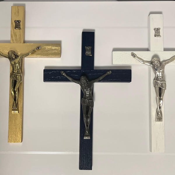 8" Plain Wall Cross Wood Black White Copper Pink and Brown Home Decor ...
