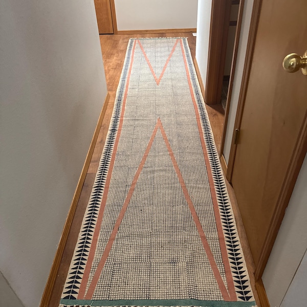 Hand Block Printed Cotton Kilim Rug, Hallway Runner - Etsy