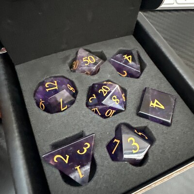 Custom Stone Dnd Dice Set Tiger Eye Dnd Dice Set Sorcerer Dungeons and ...