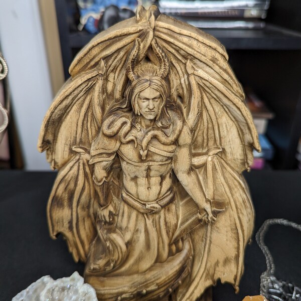 Handmade Samael Statue: Ash Wood Luciferian Occult Decor - Etsy