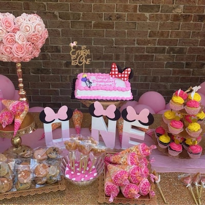 One Minnie Mouse Cake Topper, One Cake Topper, 1st Birthday Minnie ...