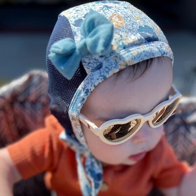 Baby Pilot Hat, Hearing Aid Hat With Mesh, White Mesh Hat, Hat With ...