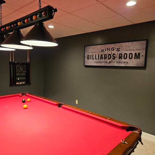 Billiards Room Sign Personalized Pool Room Wall Decor Billiards Name ...