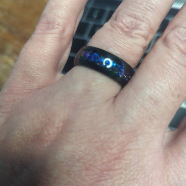 The Astronomer - Nebula Ring, Mens Wedding Ring, Black Tungsten Outer ...