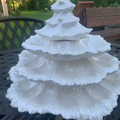 Duncan Hors Doeuvre Deviled Egg Ceramic Christmas Tree in a Beautiful Traditional Green Glaze - Etsy