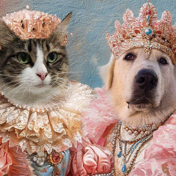 Custom Royal Cat Princess Portrait From Photo, Royal Pet Portrait ...