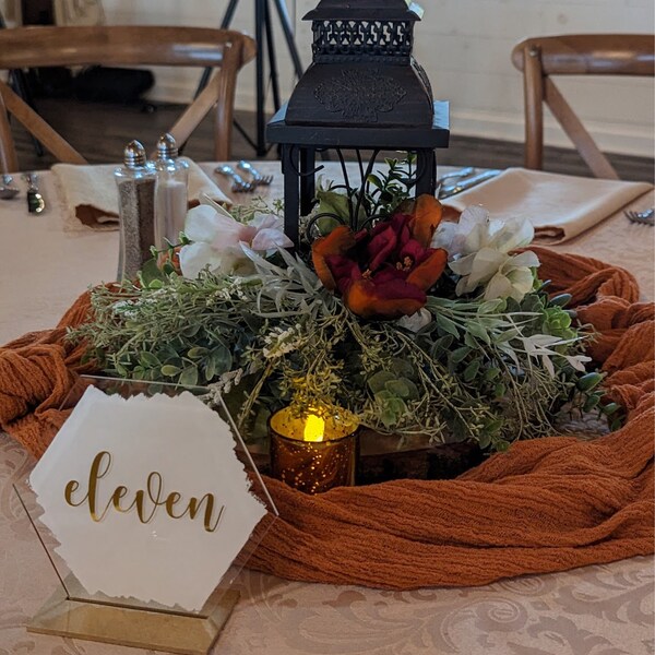 Rust Orange Boho Wedding Cheesecloth, Terracotta Table Runner, Copper ...