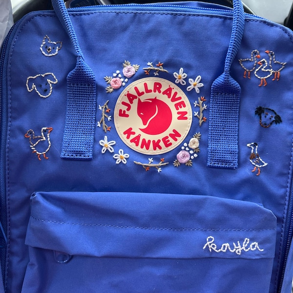 Kanken Mini Handmade Embroidery | Made to Order | Customizable | Floral ...